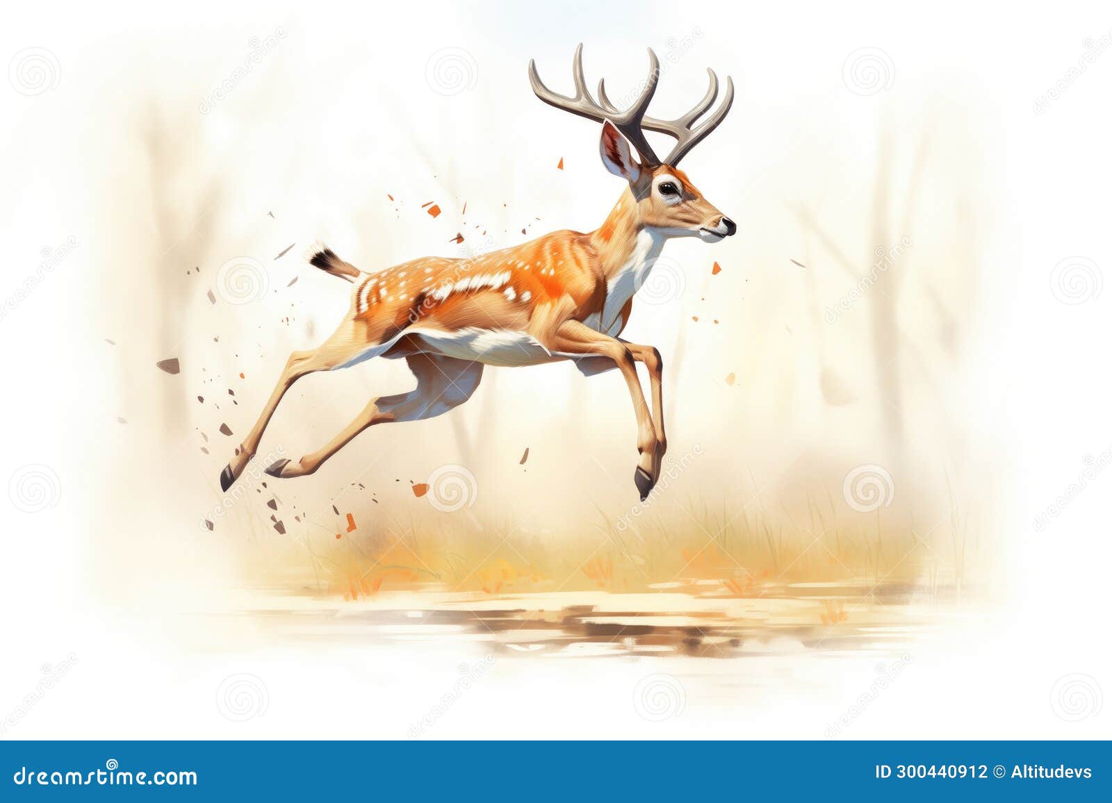 A Startled Springbok Jumping Agilely in the Savanna Stock Photo - Image ...