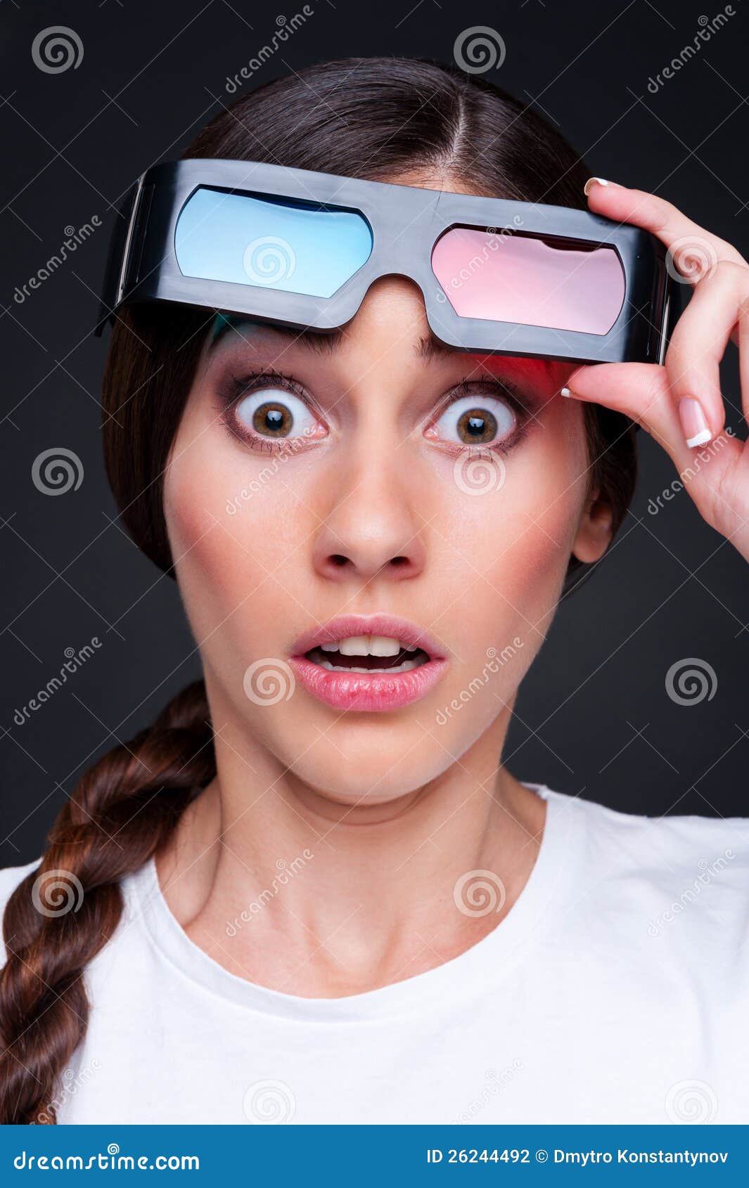 Startled Woman in 3d Glasses Stock Photo - Image of glasses, spectacles ...