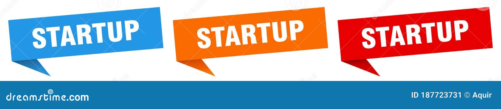 Startup Banner. Startup Speech Bubble Label Set Stock Vector ...