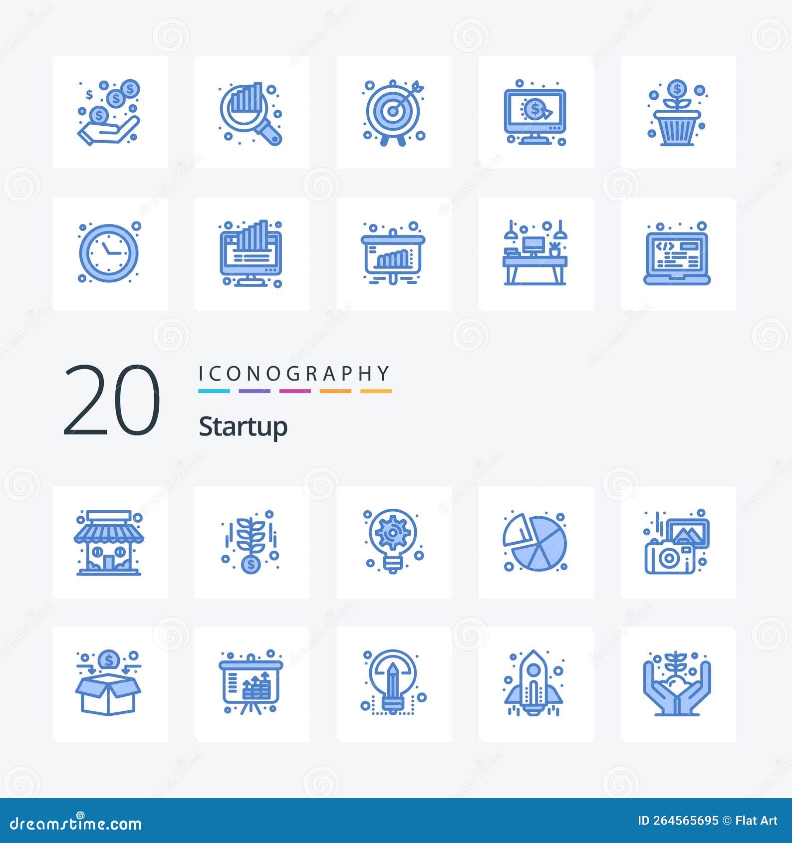 20 Startup Blue Color Icon Pack Like Photography Graph Generation ...
