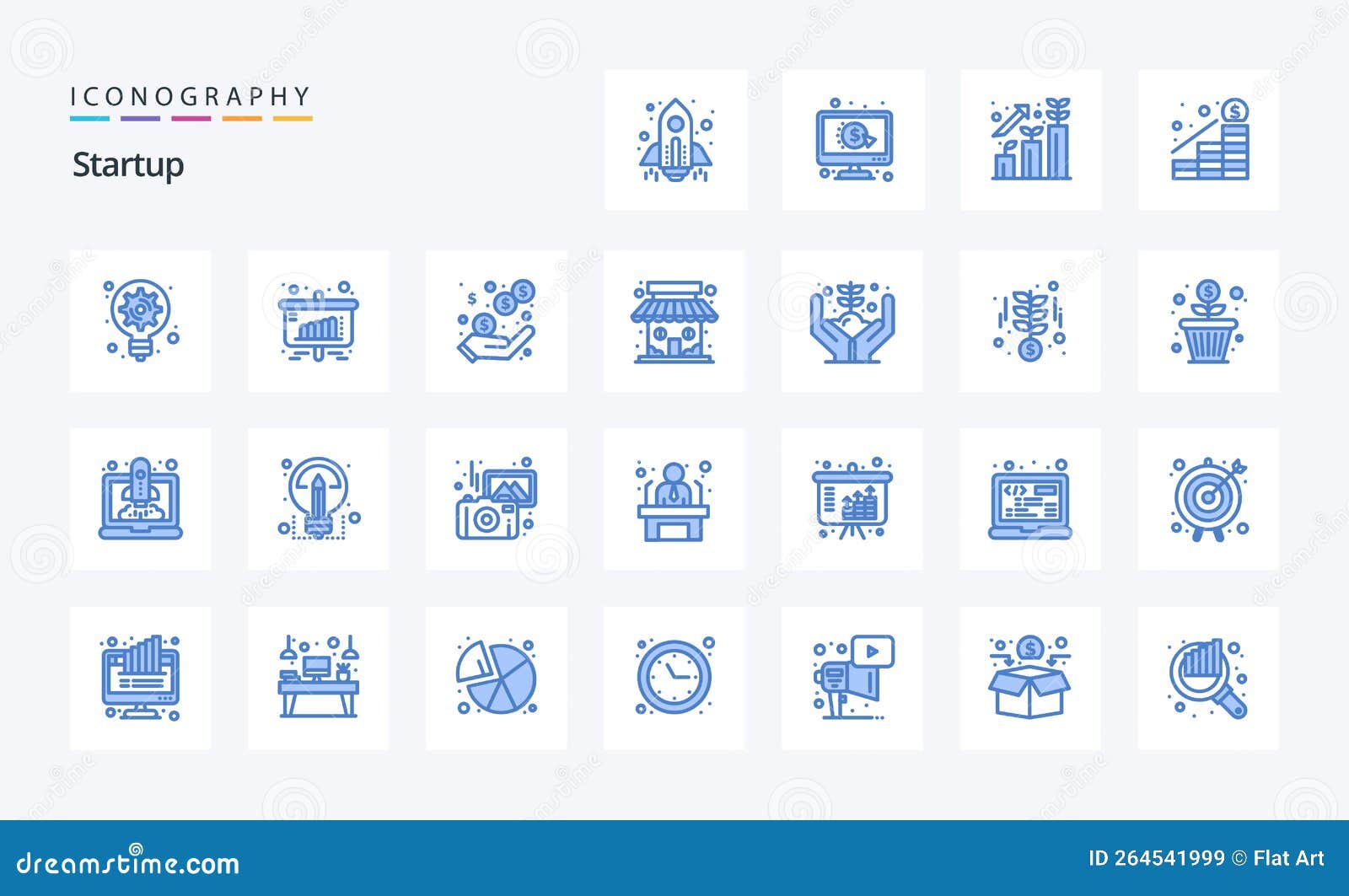 25 Startup Blue icon pack stock vector. Illustration of growth - 264541999
