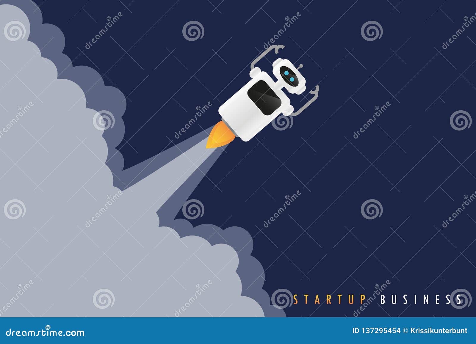 Startup Business Concept with Robot Launch Stock Vector - Illustration ...
