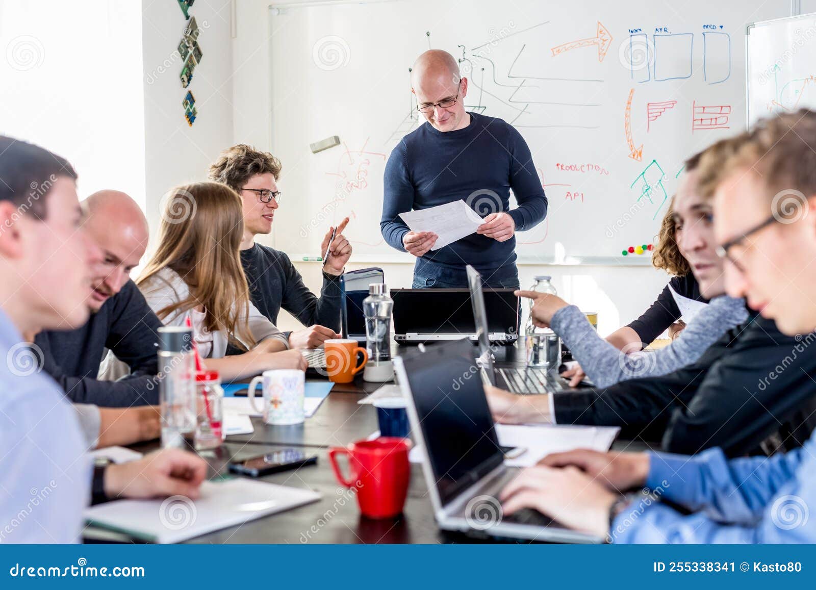 Startup Business and Entrepreneurship Problem Solving. Young AI Programmers and it Software ...