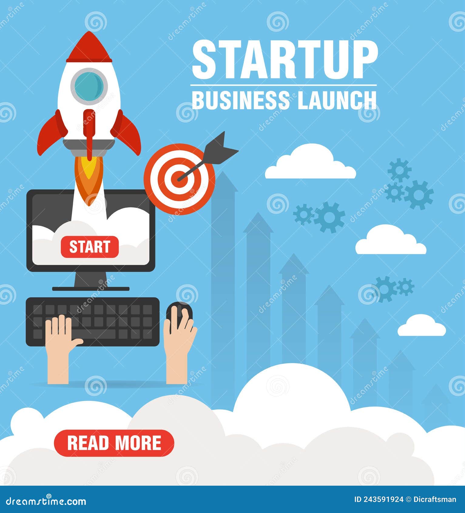 Startup Business Launch Modern Concept Design Flat Stock Vector ...