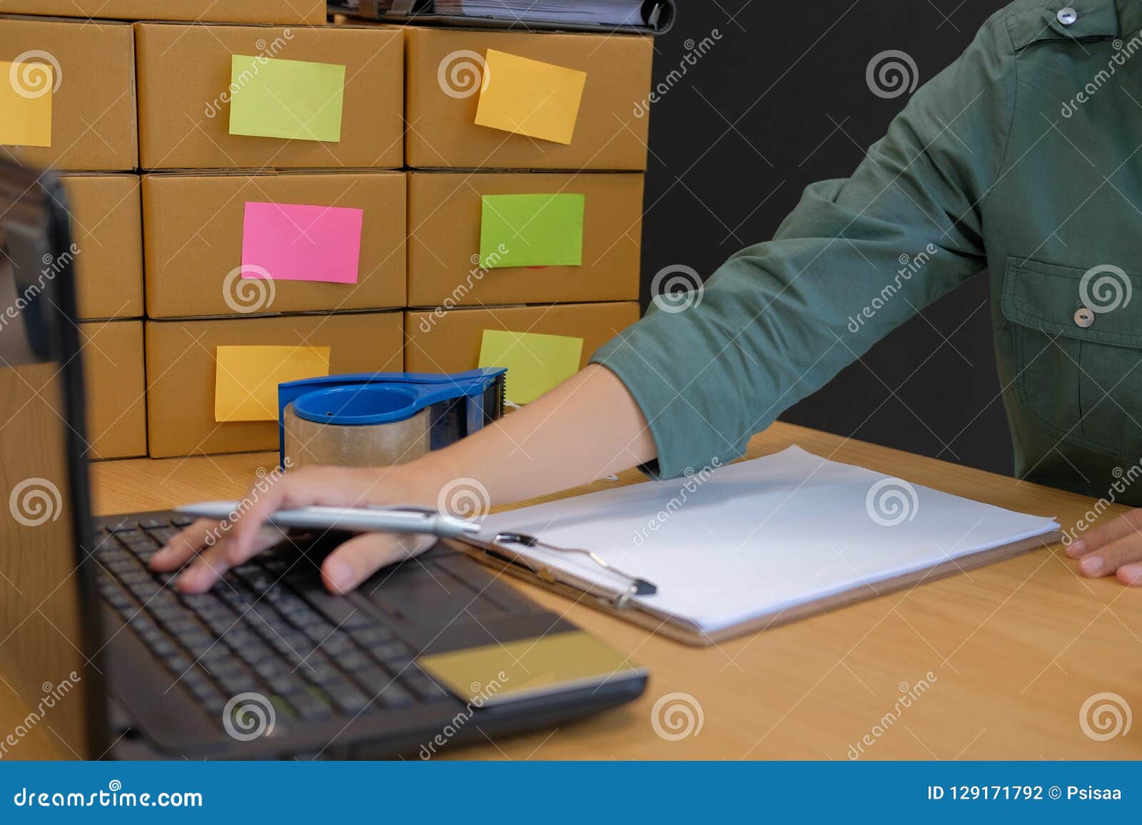 Startup Business Owner Working with Computer at Workplace. Man S Stock ...