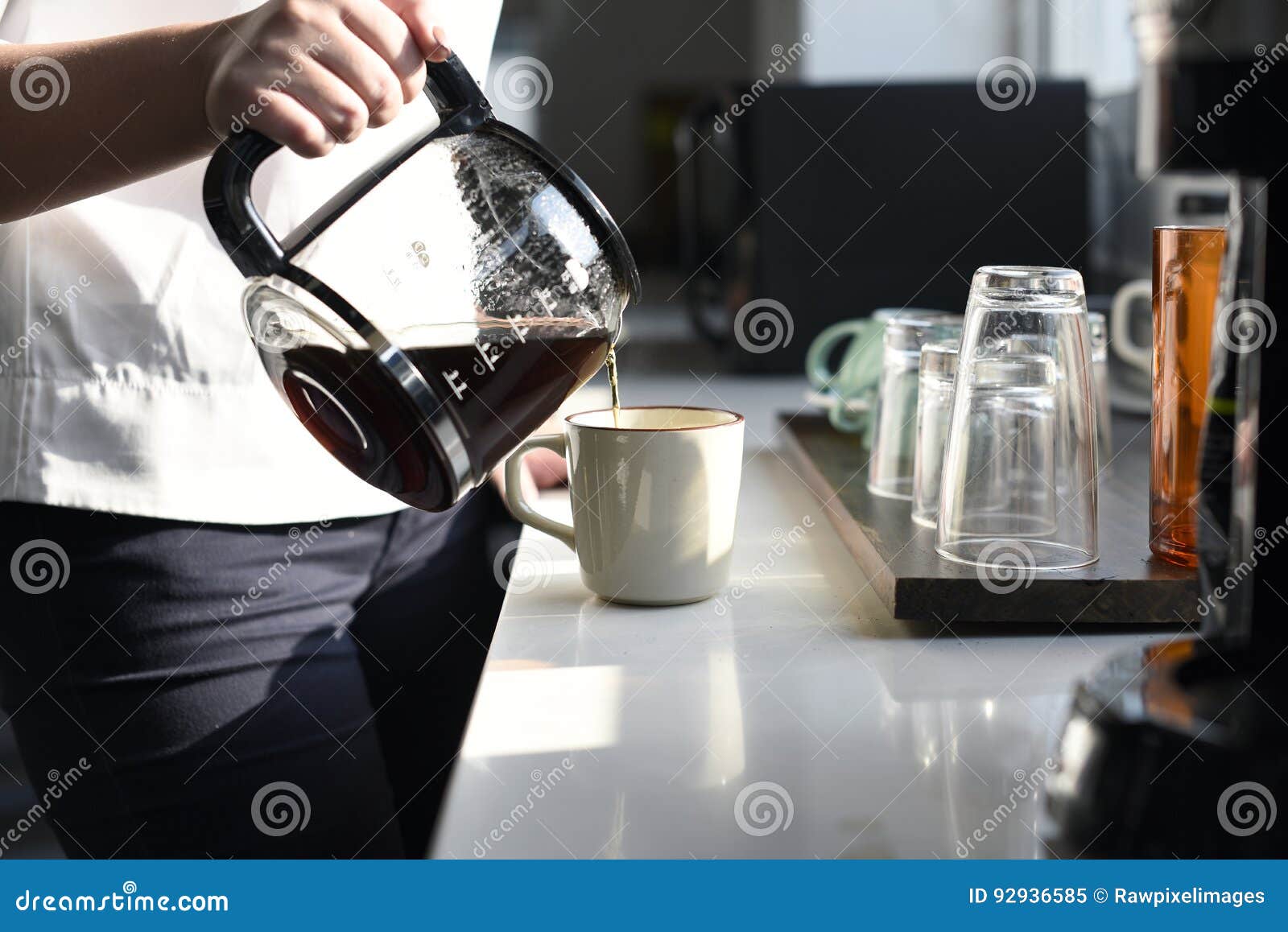 Startup Business People Making Coffee during Office Break Time Stock ...
