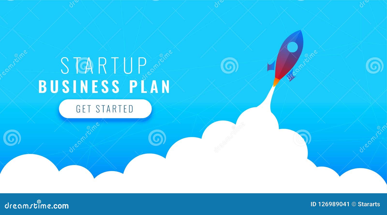 Startup Business Plan Concept Design with Flying Rocket Stock Vector ...