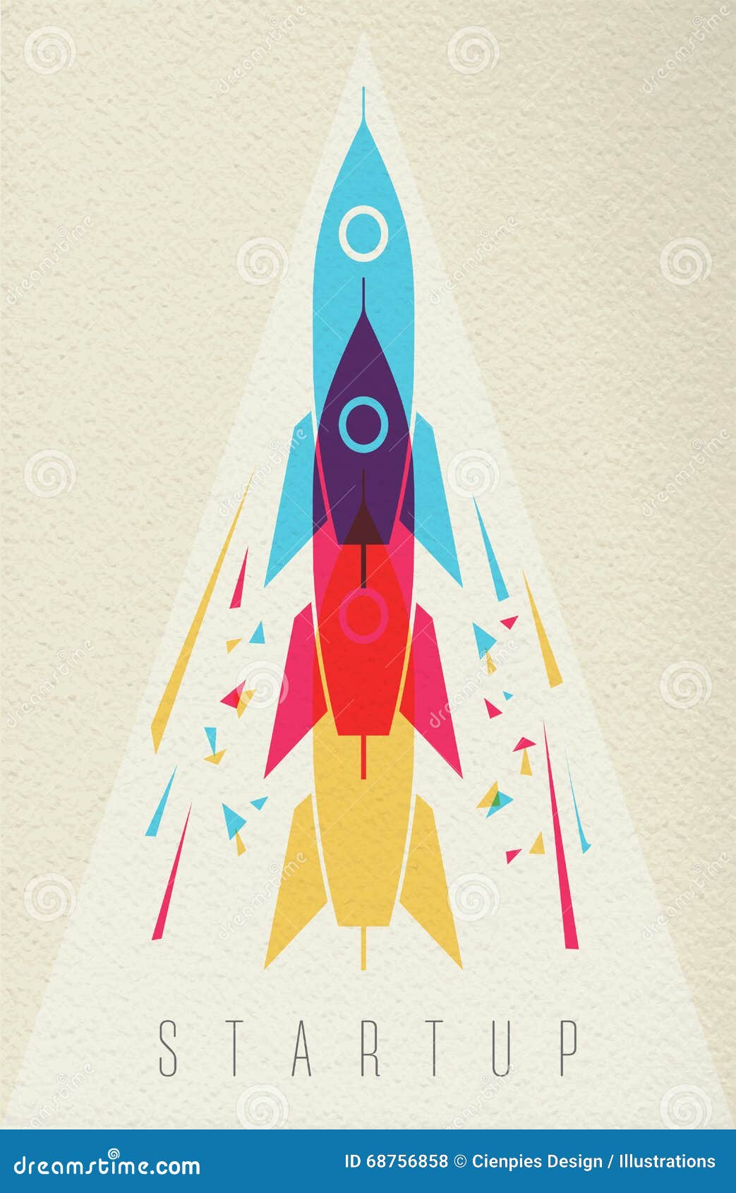 Startup Business Rocket Ship Color Design Stock Vector - Illustration ...