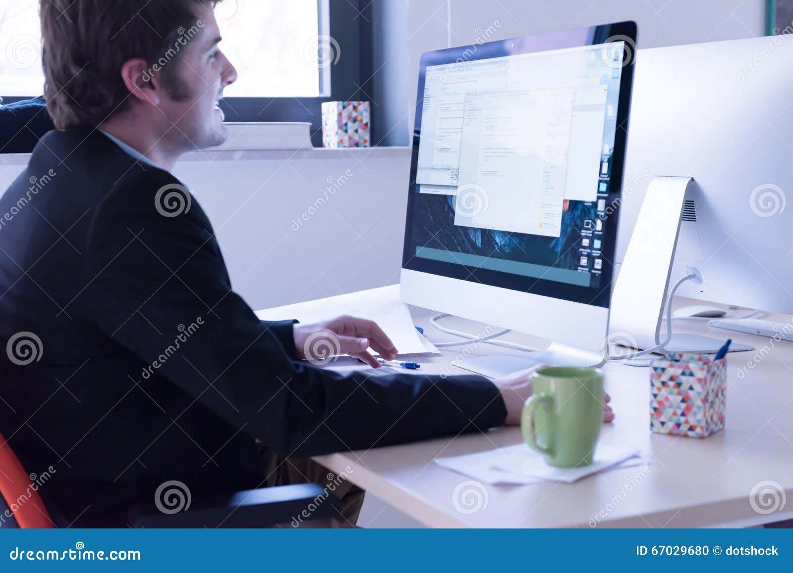 Startup Business, Software Developer Working on Computer Stock Photo ...