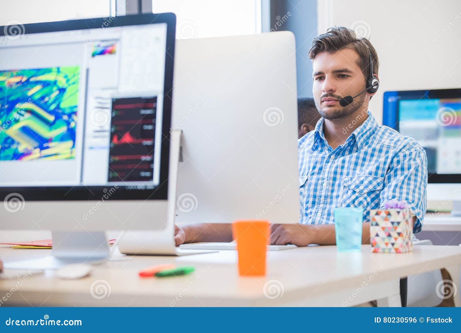 Startup Business, Software Developer Working on Desktop Computer Stock ... Startup Business, Software Developer Working on Desktop Computer Stock ...