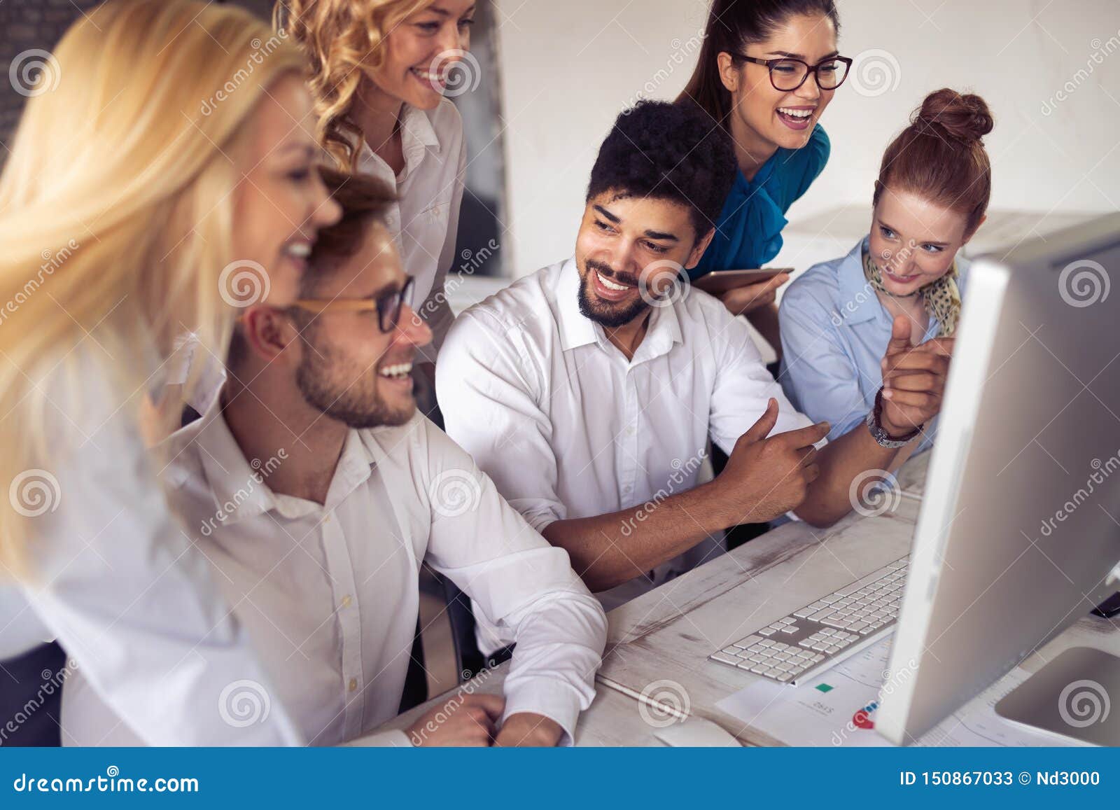 Startup Business Team on Meeting in Modern Bright Office Interior ...