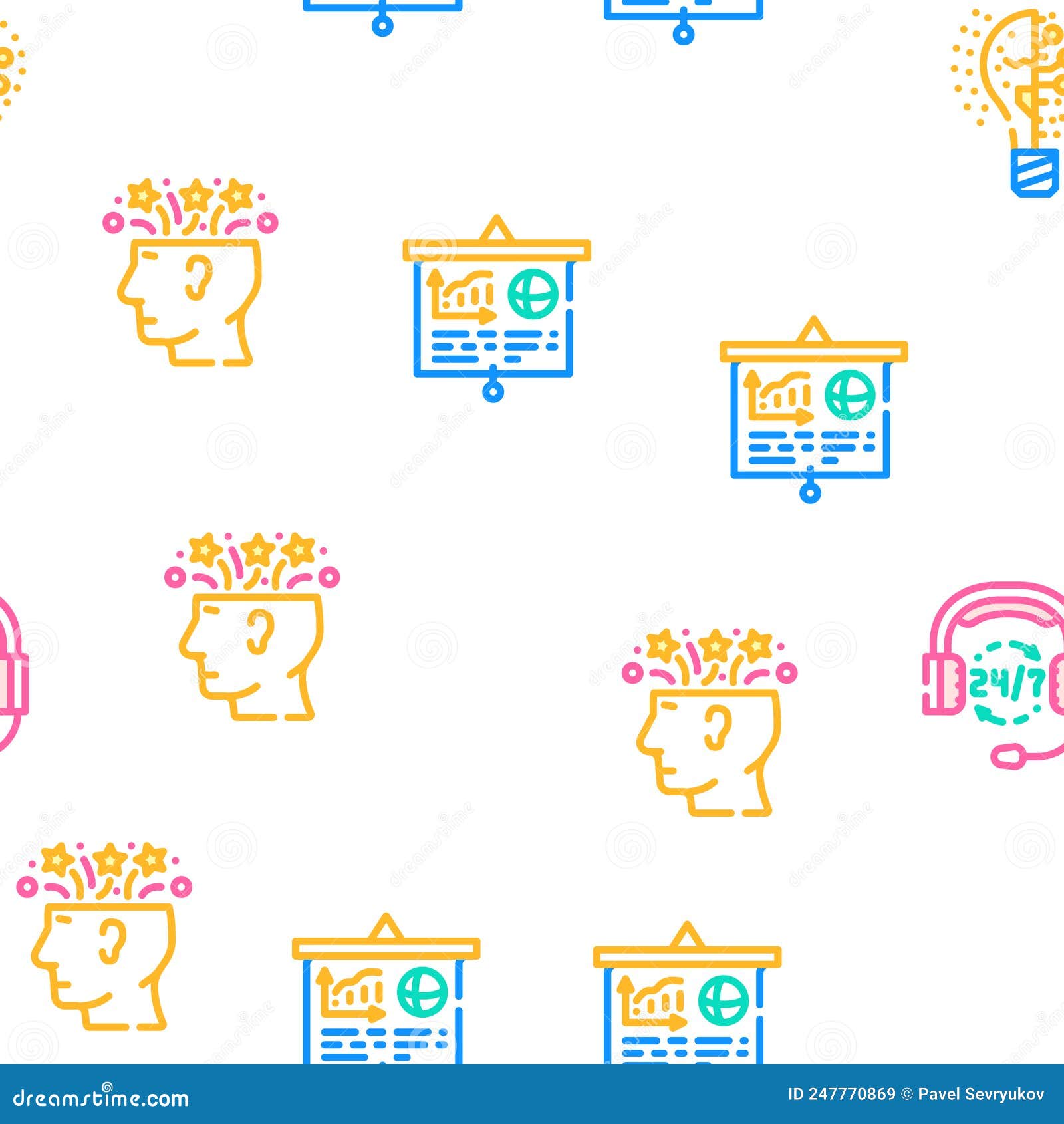 Startup Business Work Vector Seamless Pattern Stock Illustration ...