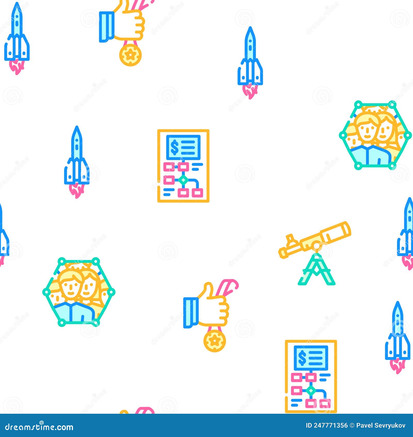 Startup Business Work Vector Seamless Pattern Stock Vector ...