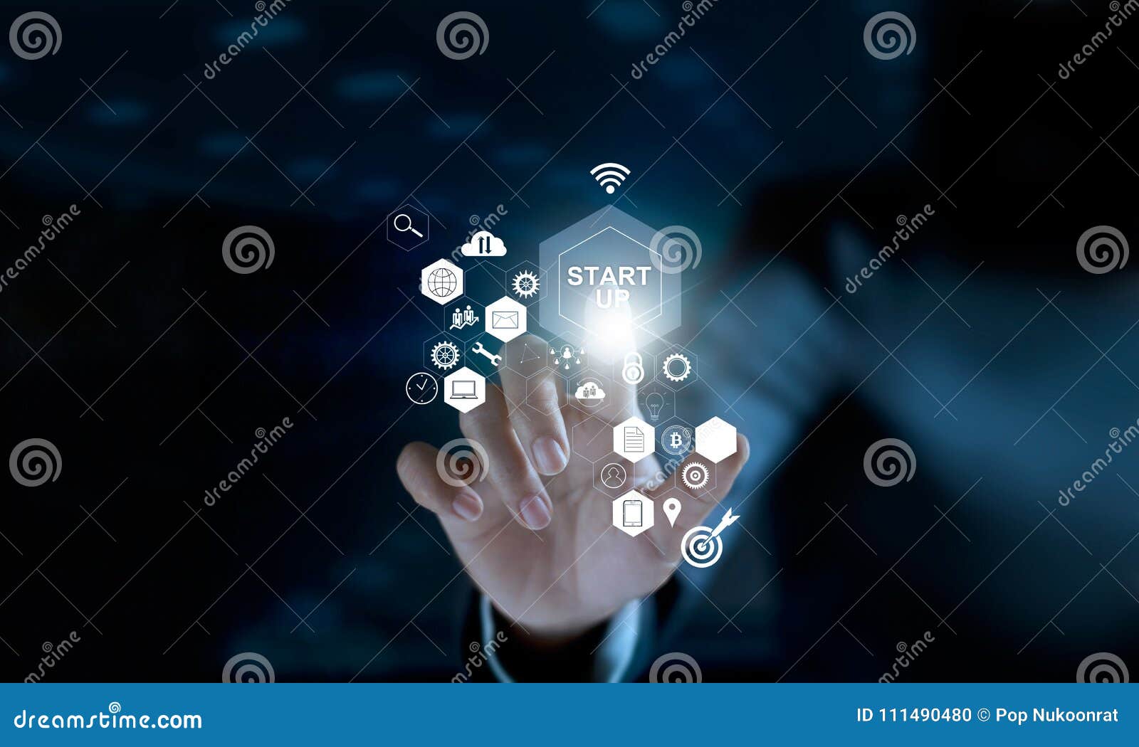 Startup Concept. Businessman Touching Icon Start Up Network Stock Photo ... Startup Concept. Businessman Touching Icon Start Up Network Stock Photo ...
