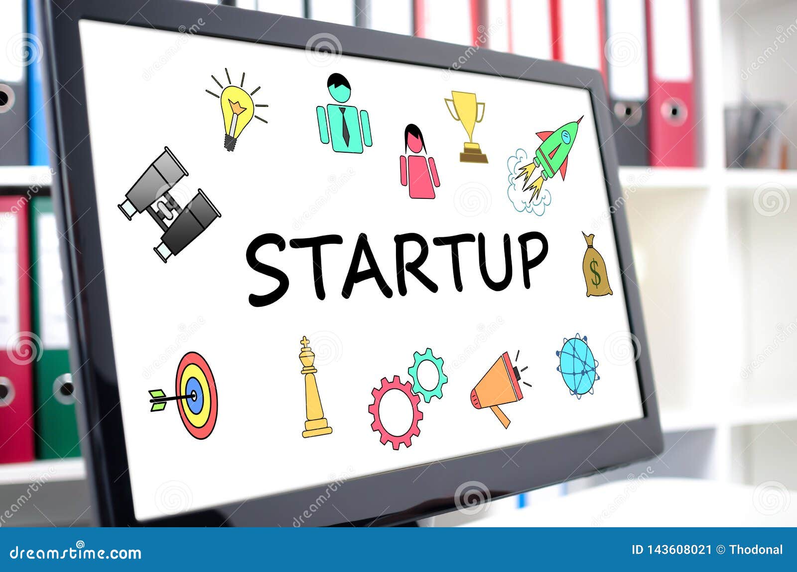 Startup Concept on a Computer Screen Stock Image - Image of development ...