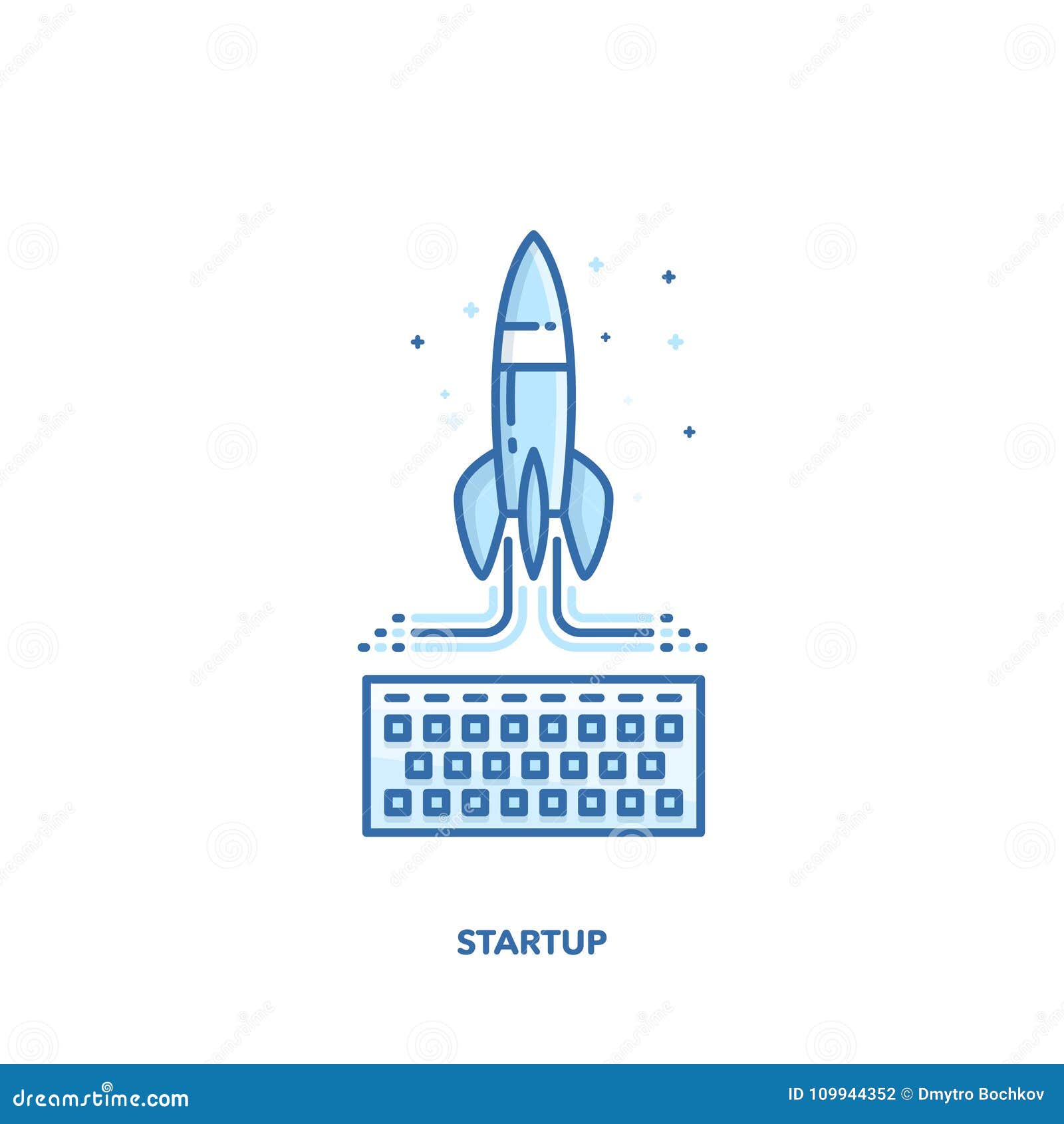 Startup Concept Design. Red Rocket. Vector Line Design. Stock Vector ...