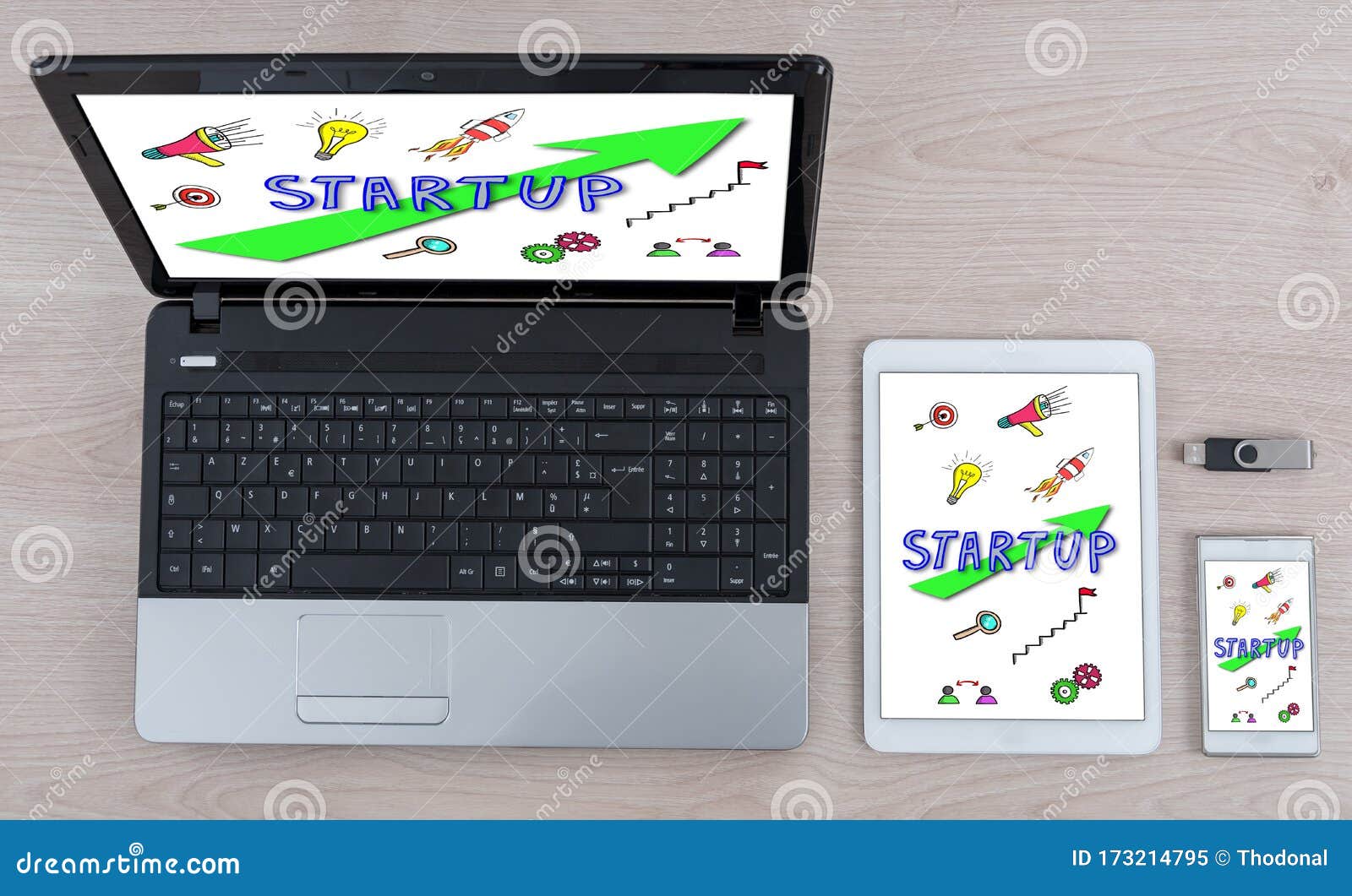 Startup Concept on Different Devices Stock Image - Image of laptop ...