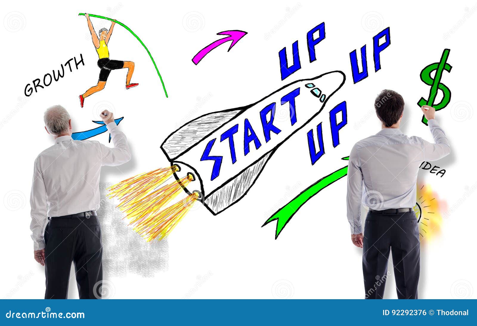 Startup Concept Drawn by Businessmen Stock Photo - Image of innovation ...