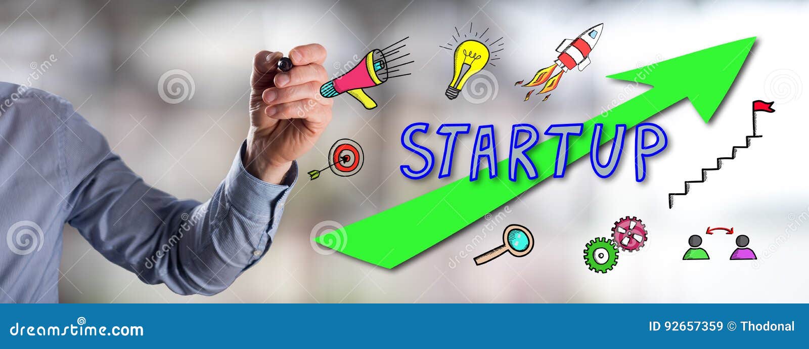 Startup Concept Drawn by a Man Stock Image - Image of finance, person ...