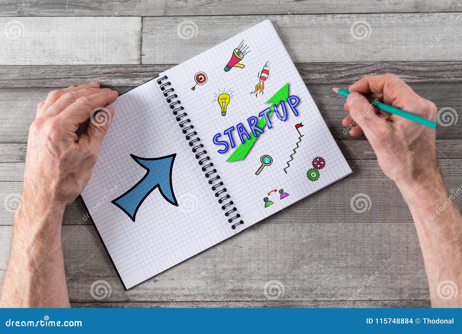 Startup Concept on a Notepad Stock Photo - Image of desk, notepad ...