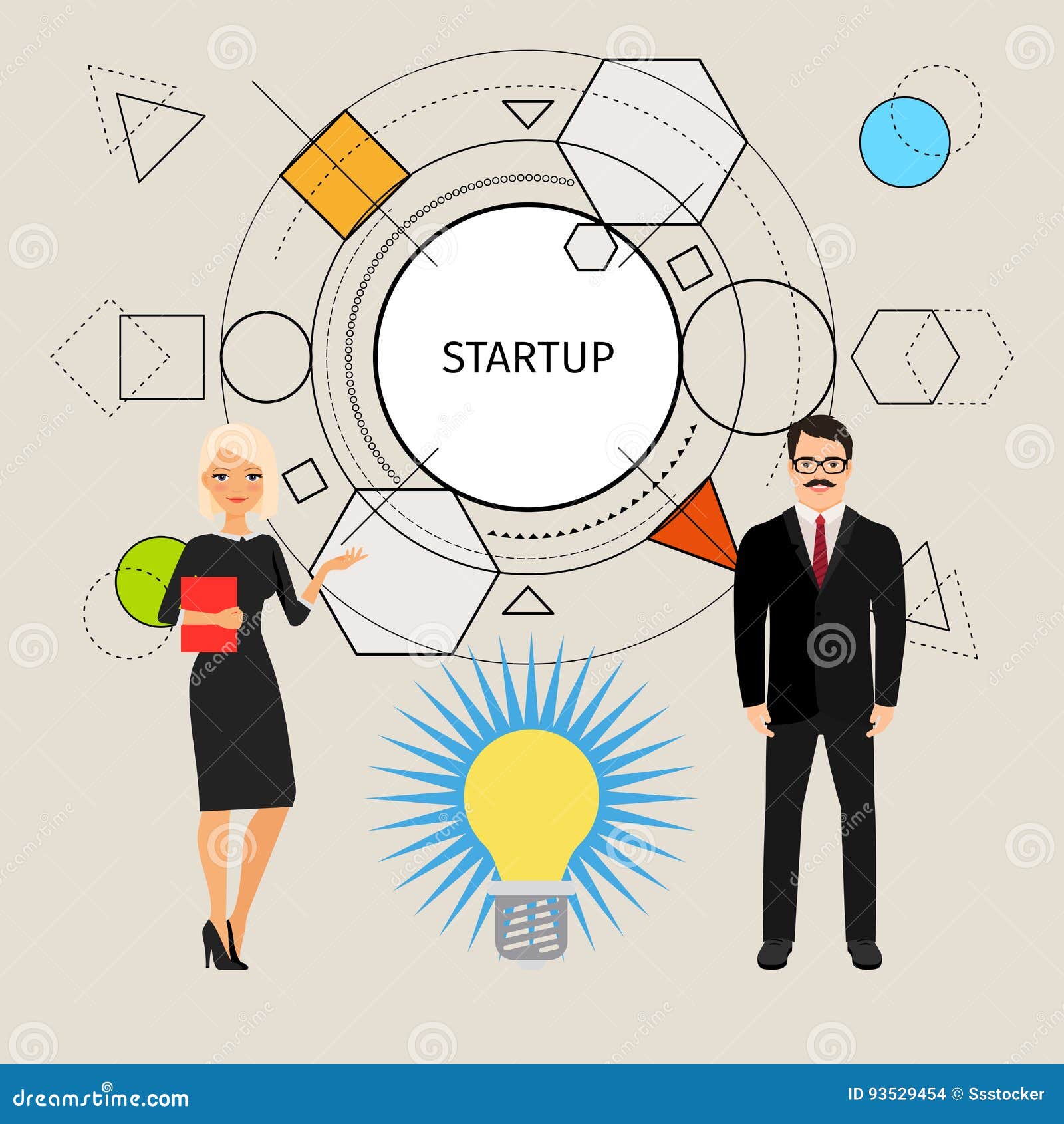 Startup Concept Illustration with Business People Stock Vector ...