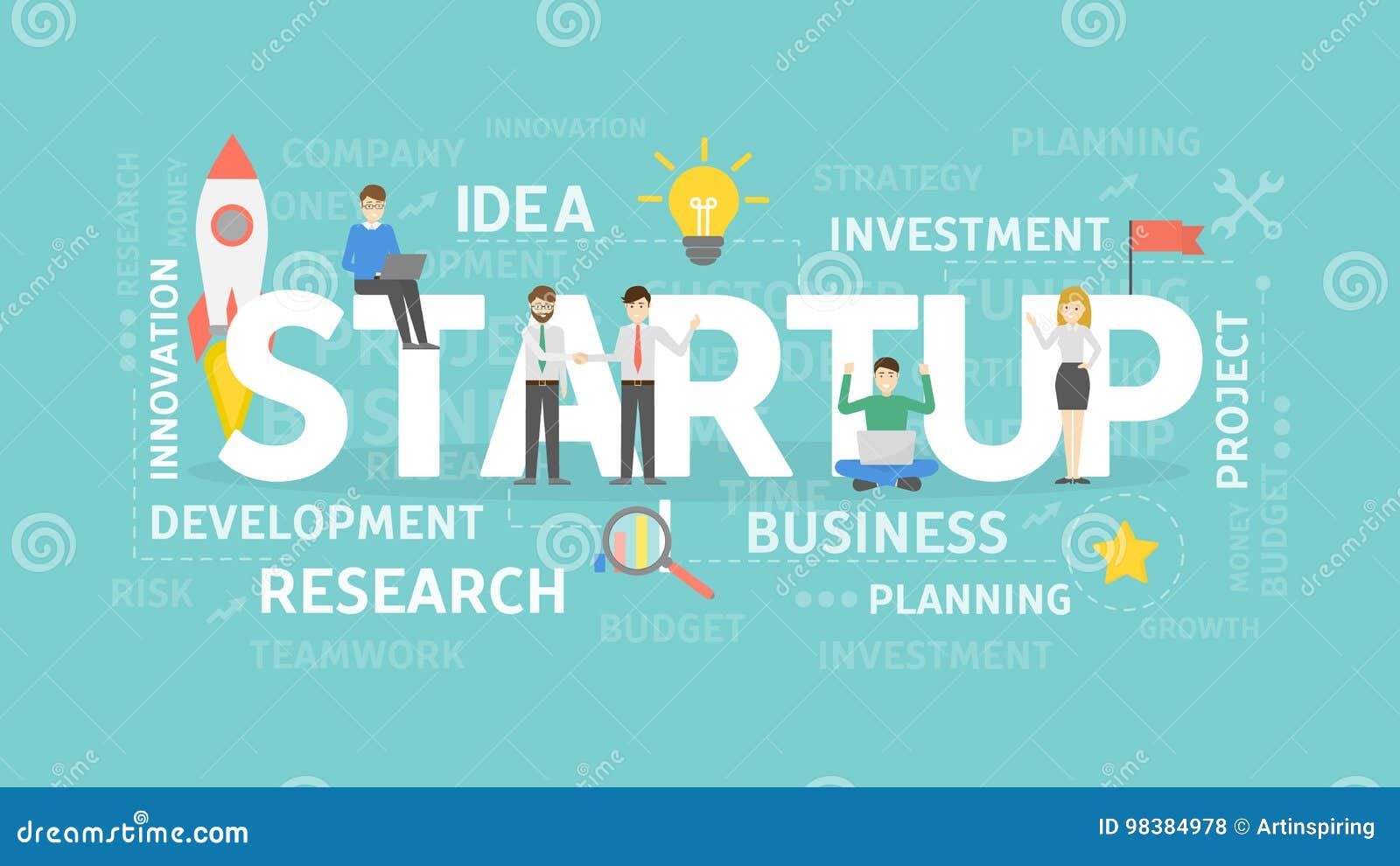 Startup Concept Illustration. Stock Vector - Illustration of cartoon ...