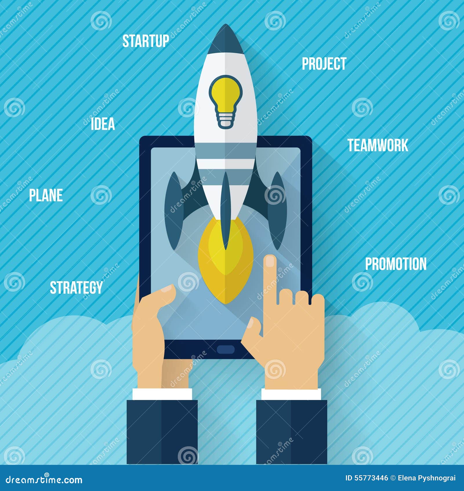 Startup Concept with Rocket Stock Vector - Illustration of graphic ...