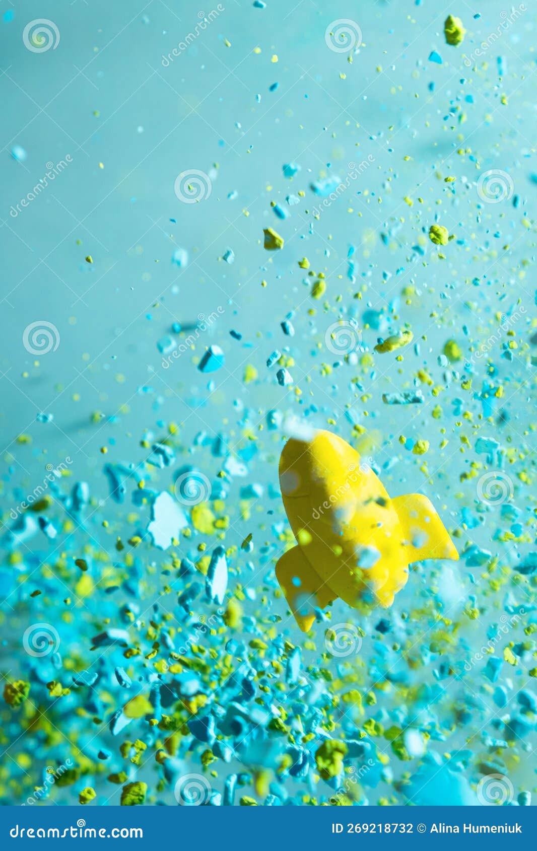 Startup Concept. a Toy Rocket Flying on a Background of Colorful ...