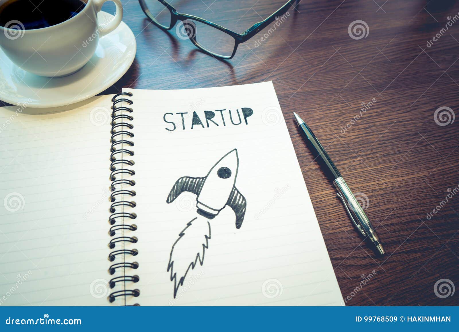 Startup Concepts Idea.rocket Drawing on Notepad.business Investment ...