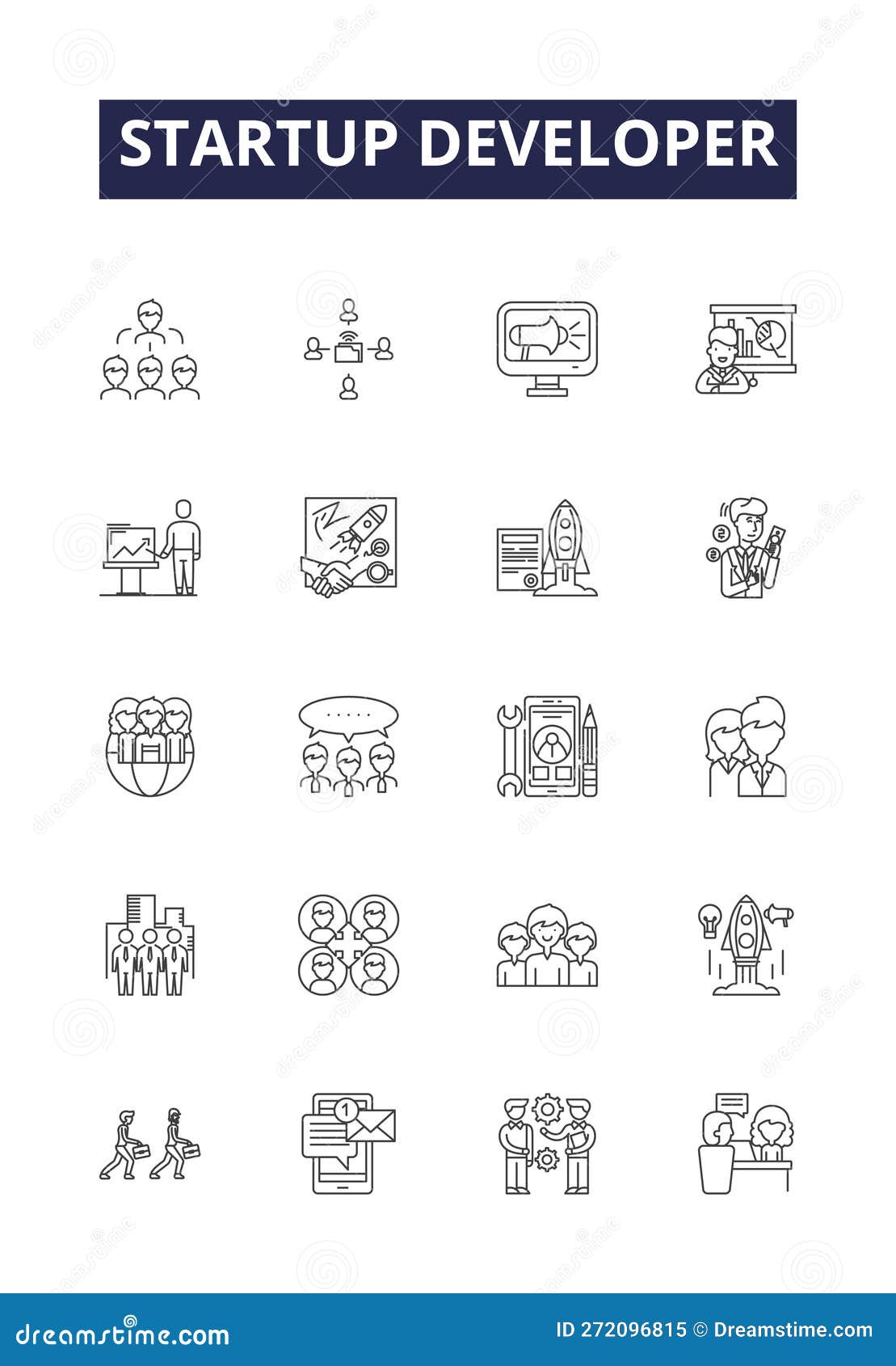 Web Developer Line Icons Collection Html Css Javascript Bootstrap Jquery Php Mysql Vector