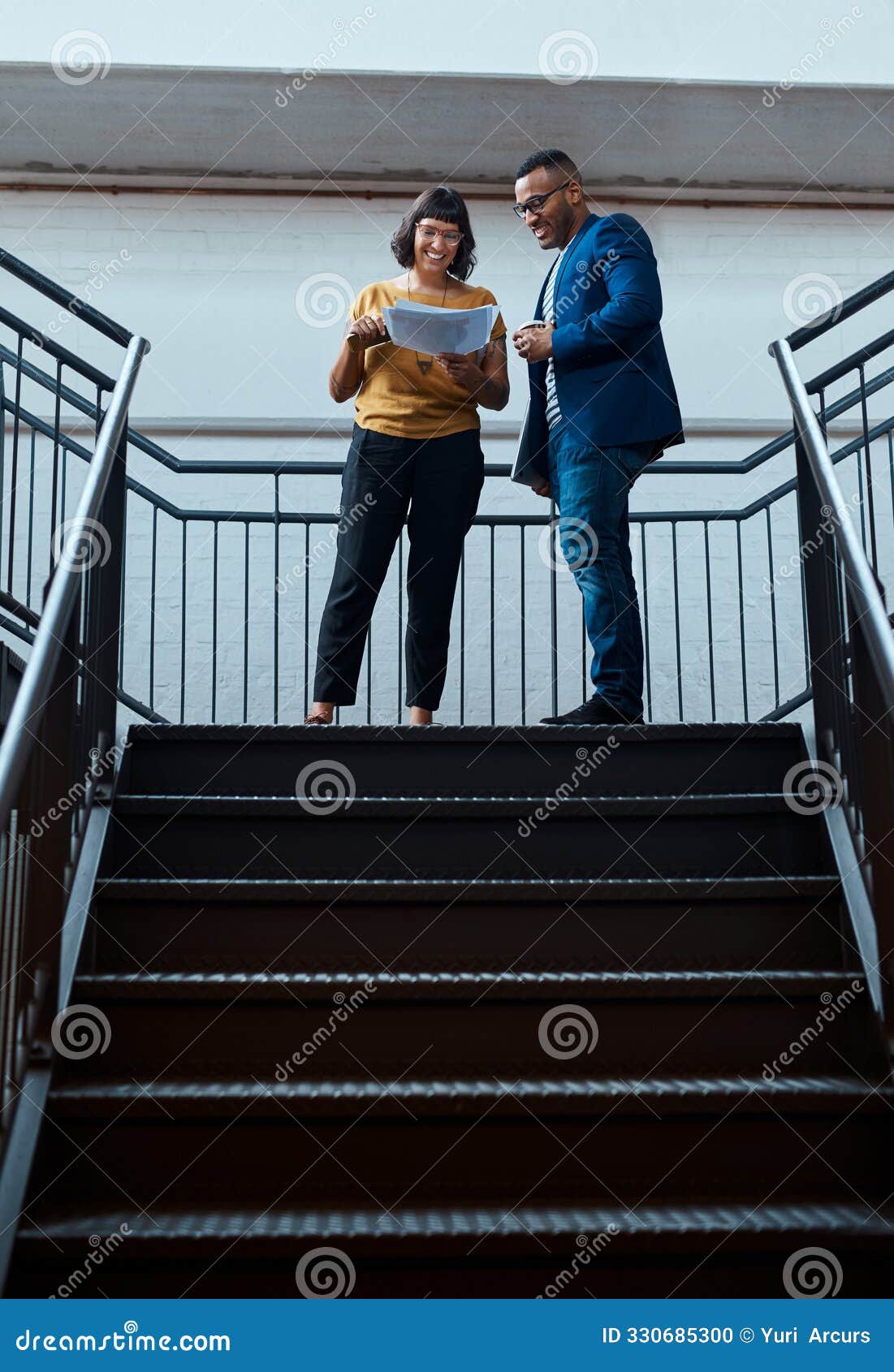 Startup, Documents or Designers Talking on Steps for Creative Project ...