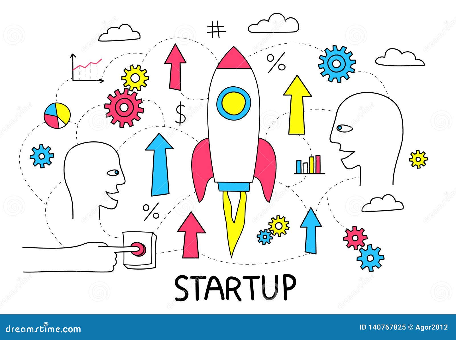 Startup Doodle Vector Set. Sketch Outline Business Strategy Icons ...