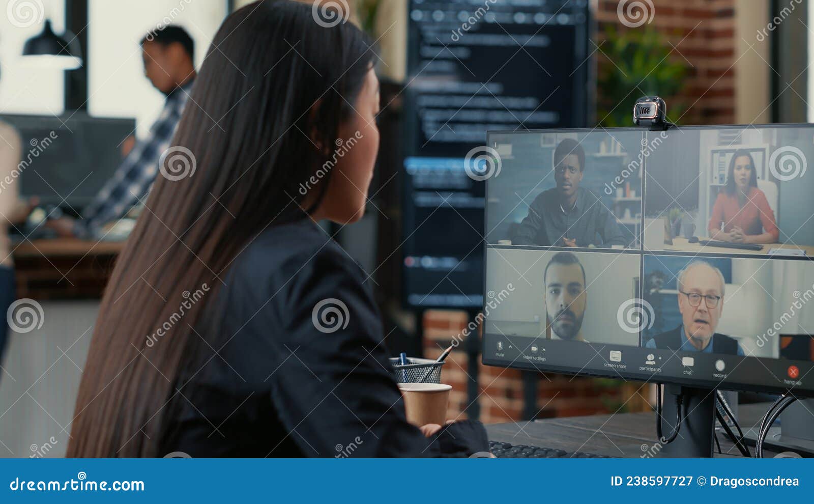 It Startup Employee in Video Call Conference with Client Team ...