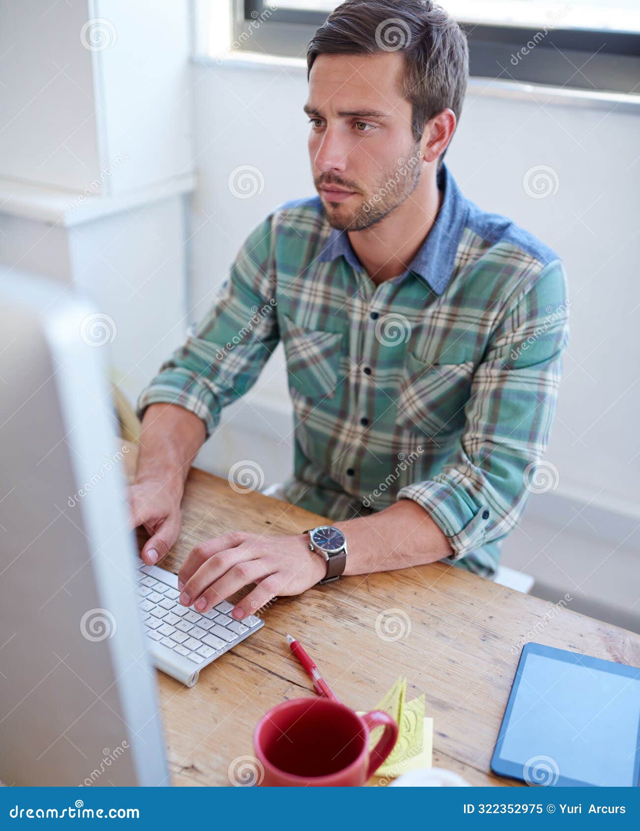 Startup, Engineering or Man on Computer for Information Technology, Problem Solving and Online ...