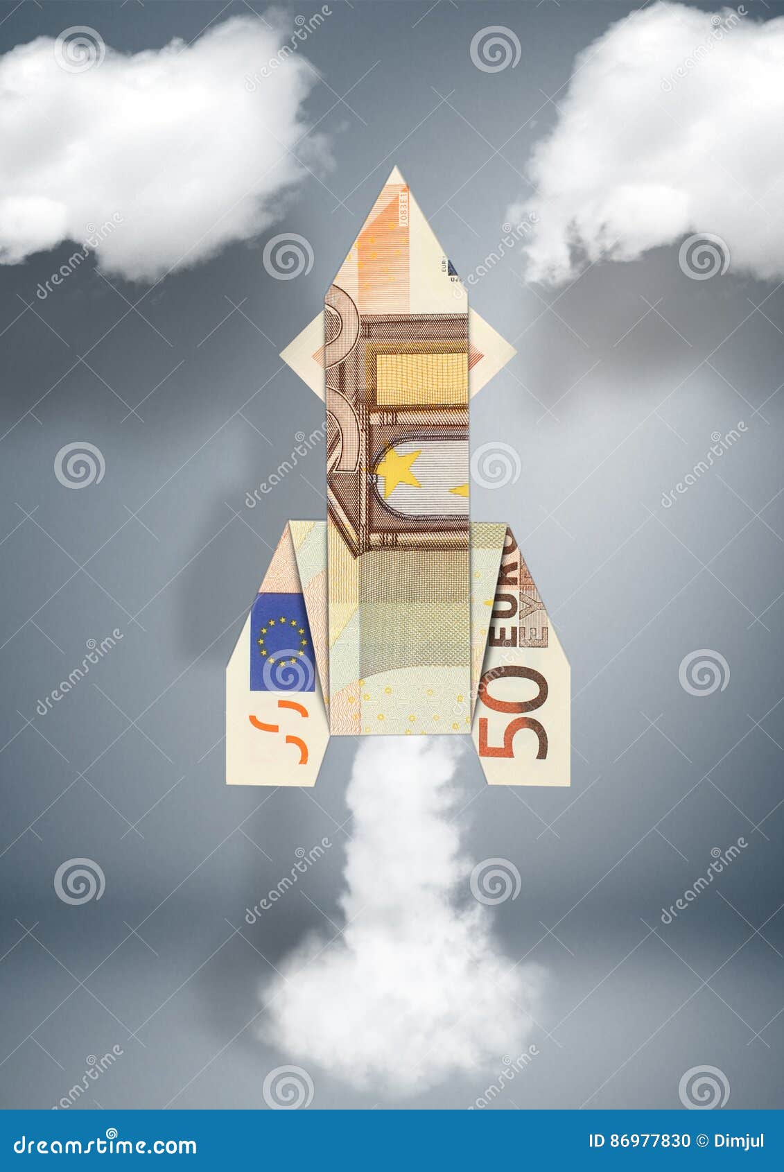 Startup Financial Business Concept, Rocket Made of Money Stock Photo ...
