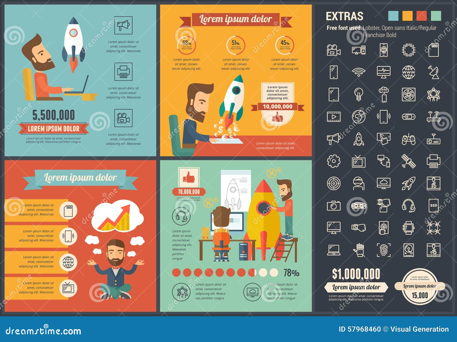 Startup Flat Design Infographic Template Stock Vector - Illustration of ...