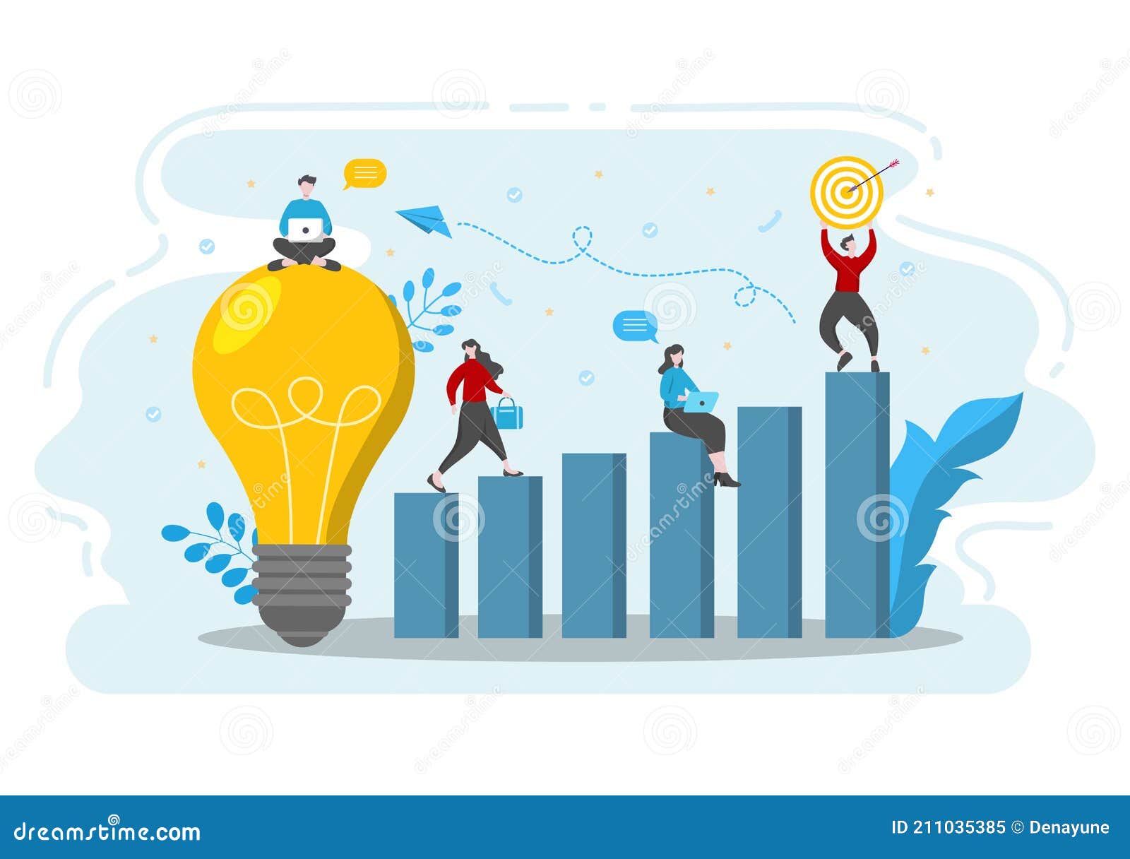 Startup Flat Illustration of Business Development Process, Innovation ...