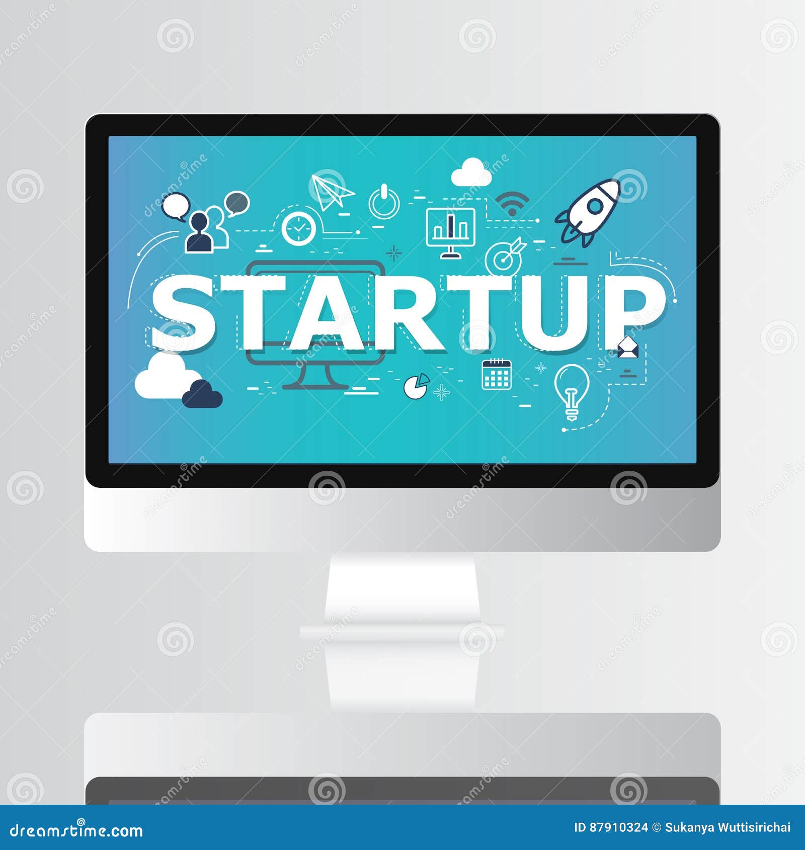 Startup Graphic on Computer Screen Concept. Stock Illustration ...