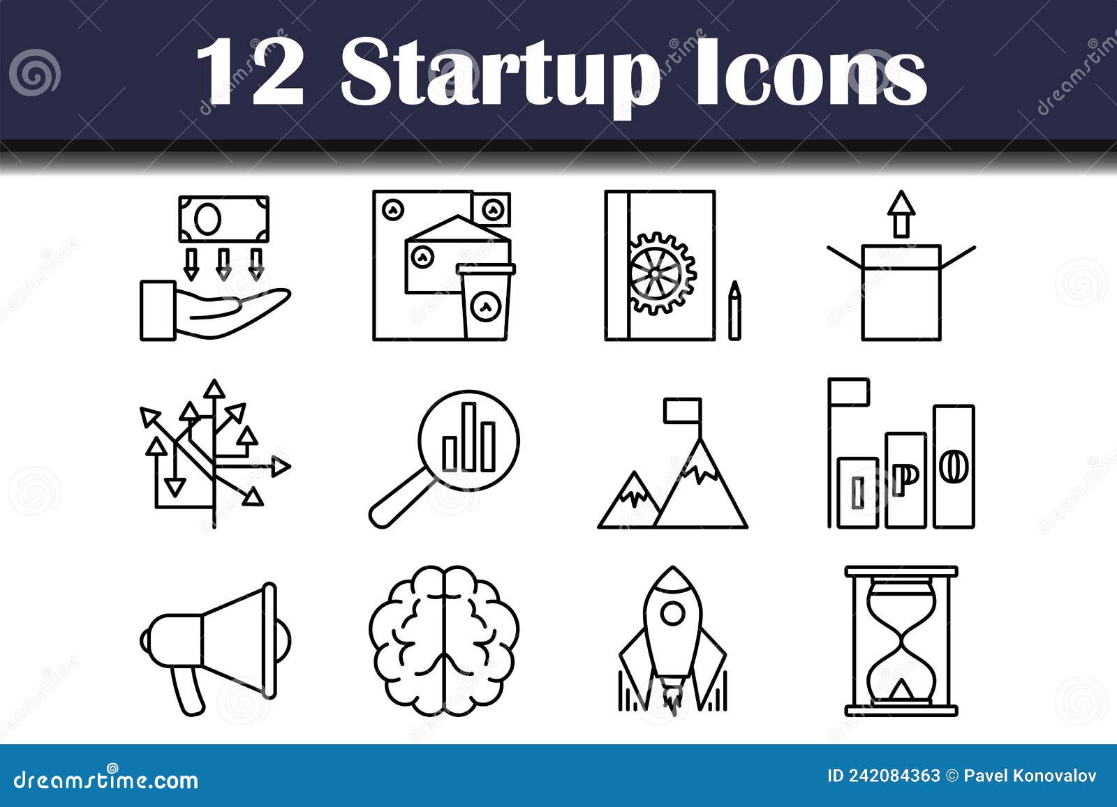 Startup Icon Set stock vector. Illustration of icons - 242084363