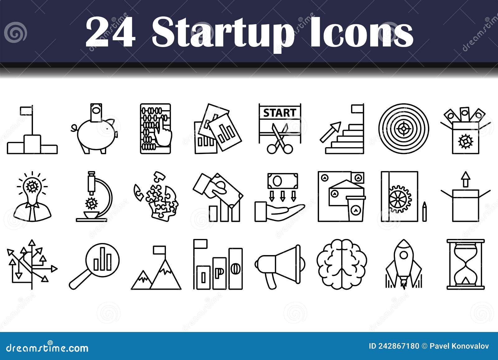 Startup Icon Set stock vector. Illustration of symbol - 242867180