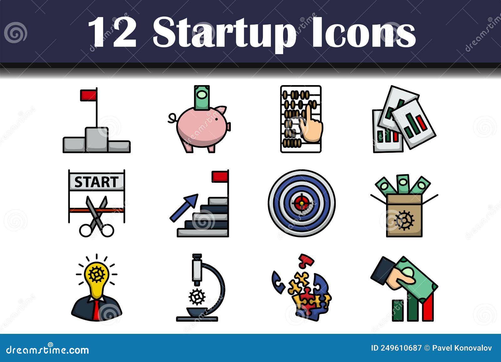 Startup Icon Set stock vector. Illustration of line - 249610687