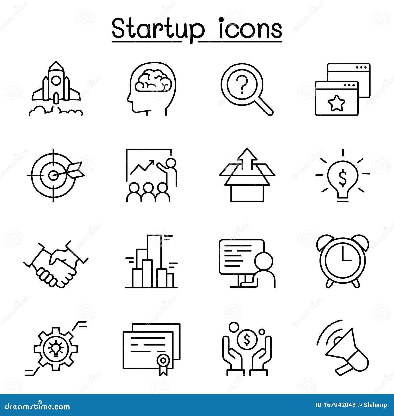 Startup Icon Set in Thin Line Style Stock Vector - Illustration of ... Startup Icon Set in Thin Line Style Stock Vector - Illustration of ...