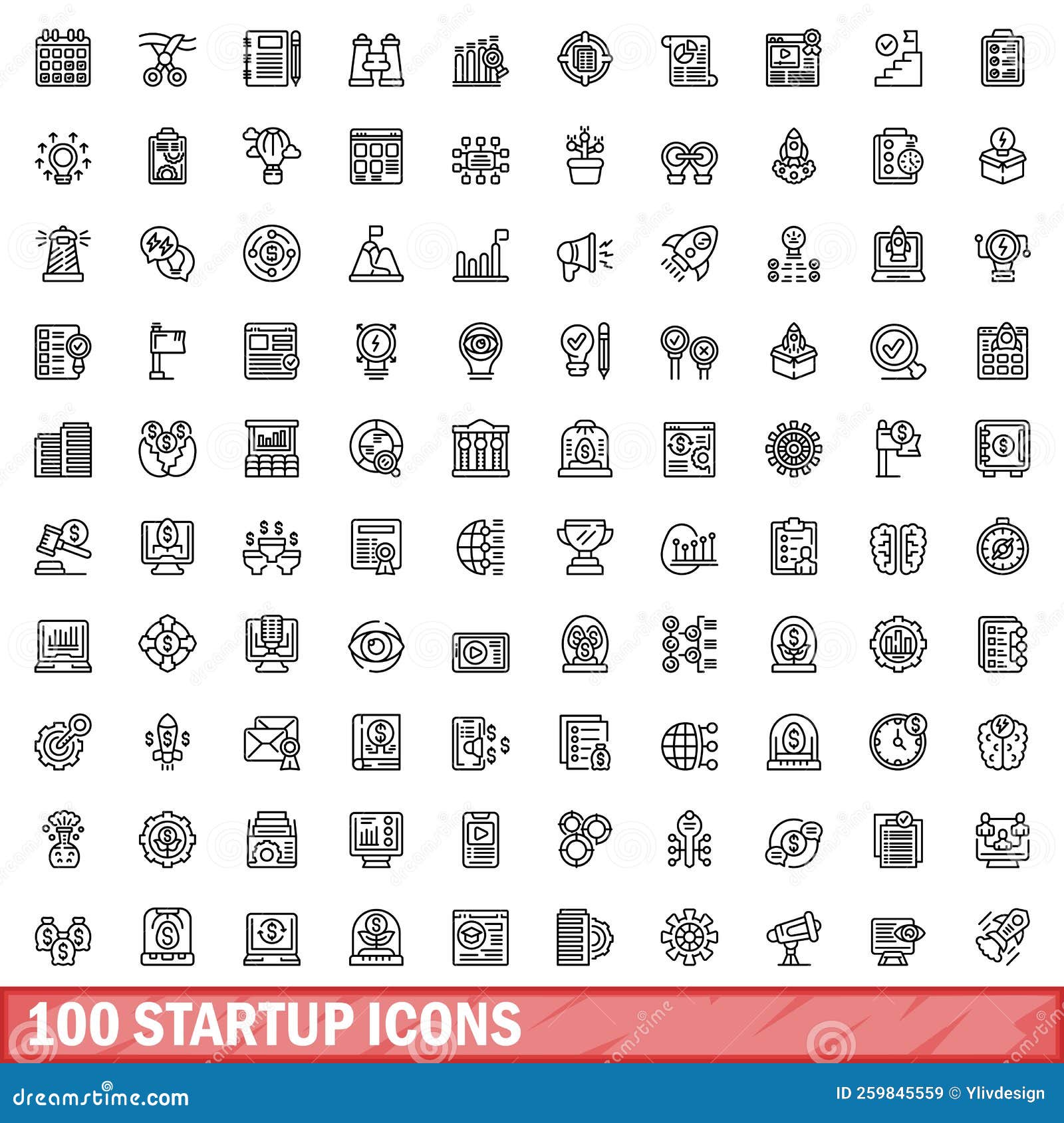 100 Startup Icons Set, Outline Style Stock Vector - Illustration of ...