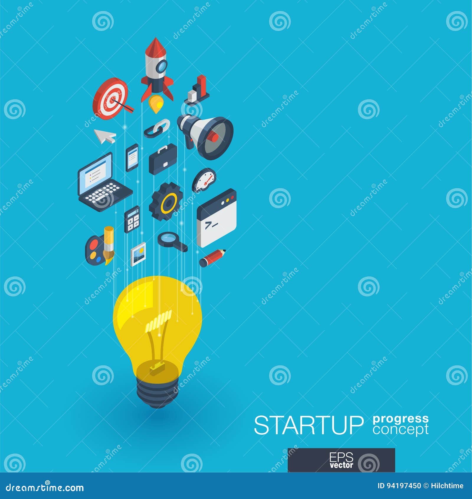 Startup Integrated Thin Line Icons. Graph Chart Growth, Progress And ...