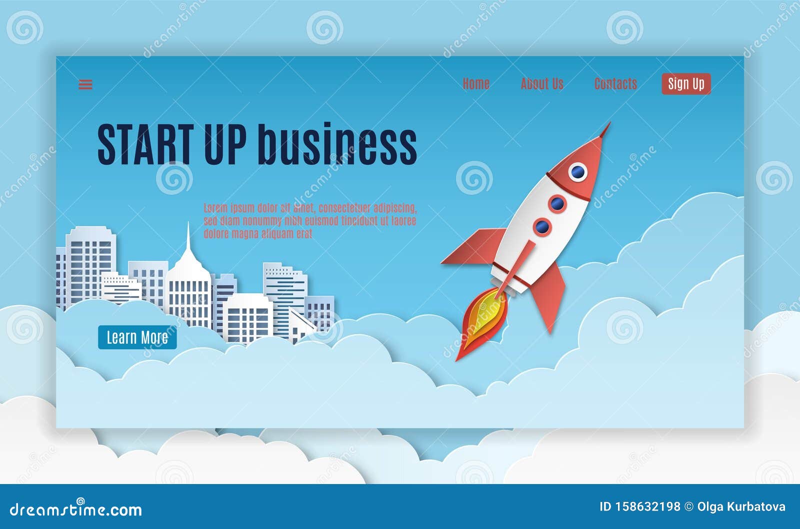 Startup Landing. Mobil Interface Template of Creative Company Project ...