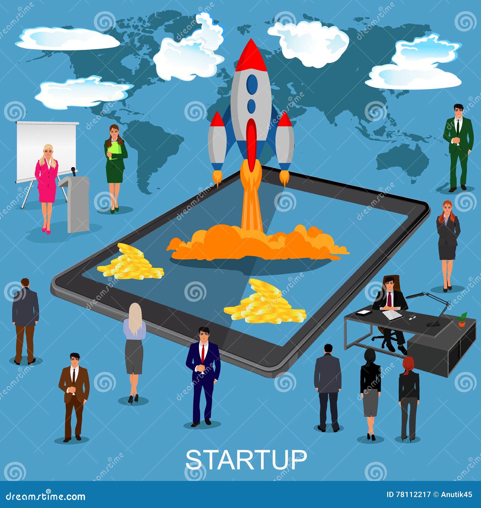 Startup, Launching New Business, Creative People, Vector Illustration ...