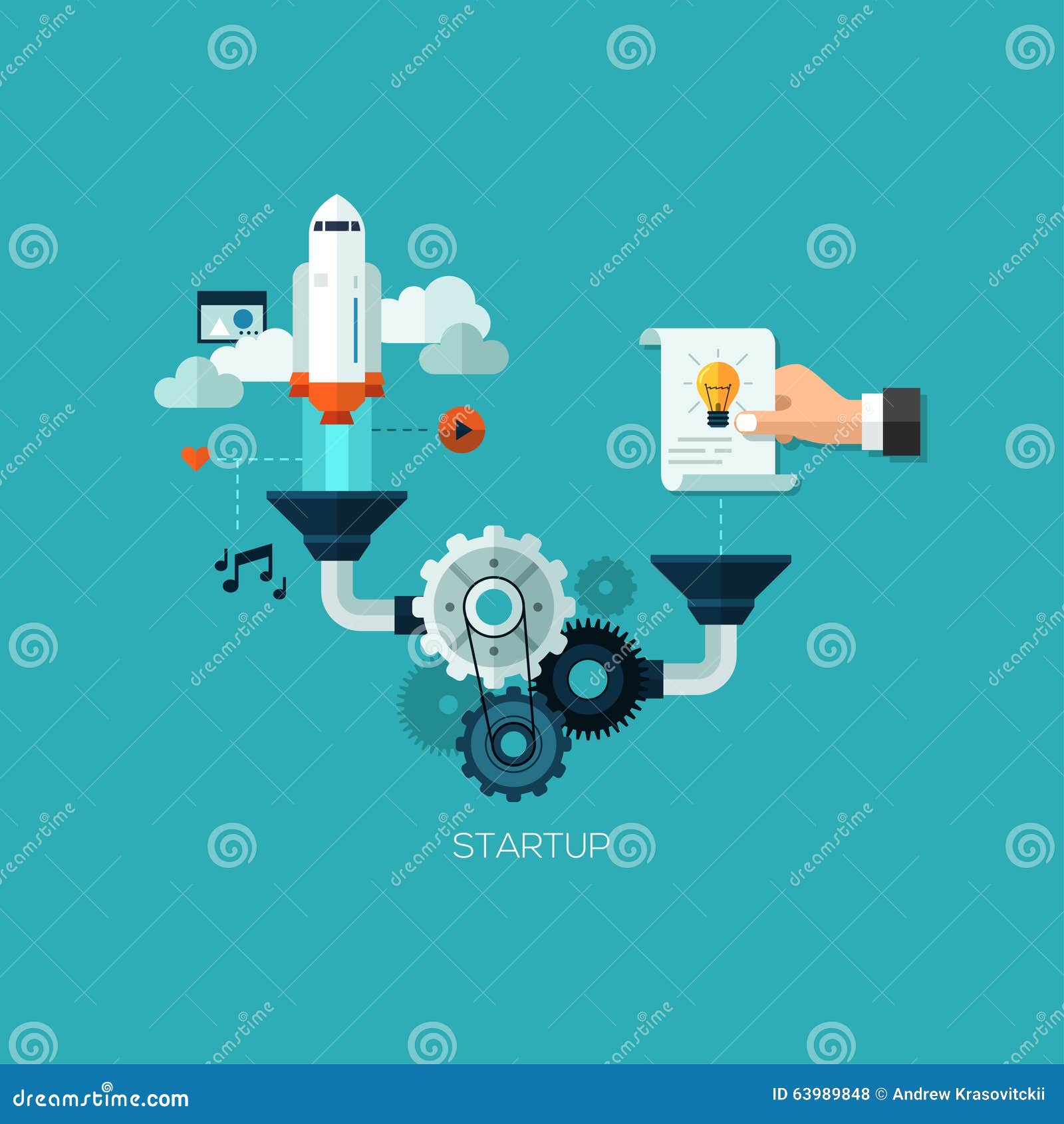 Startup Launching Process Flat Web Infographic Stock Vector ...