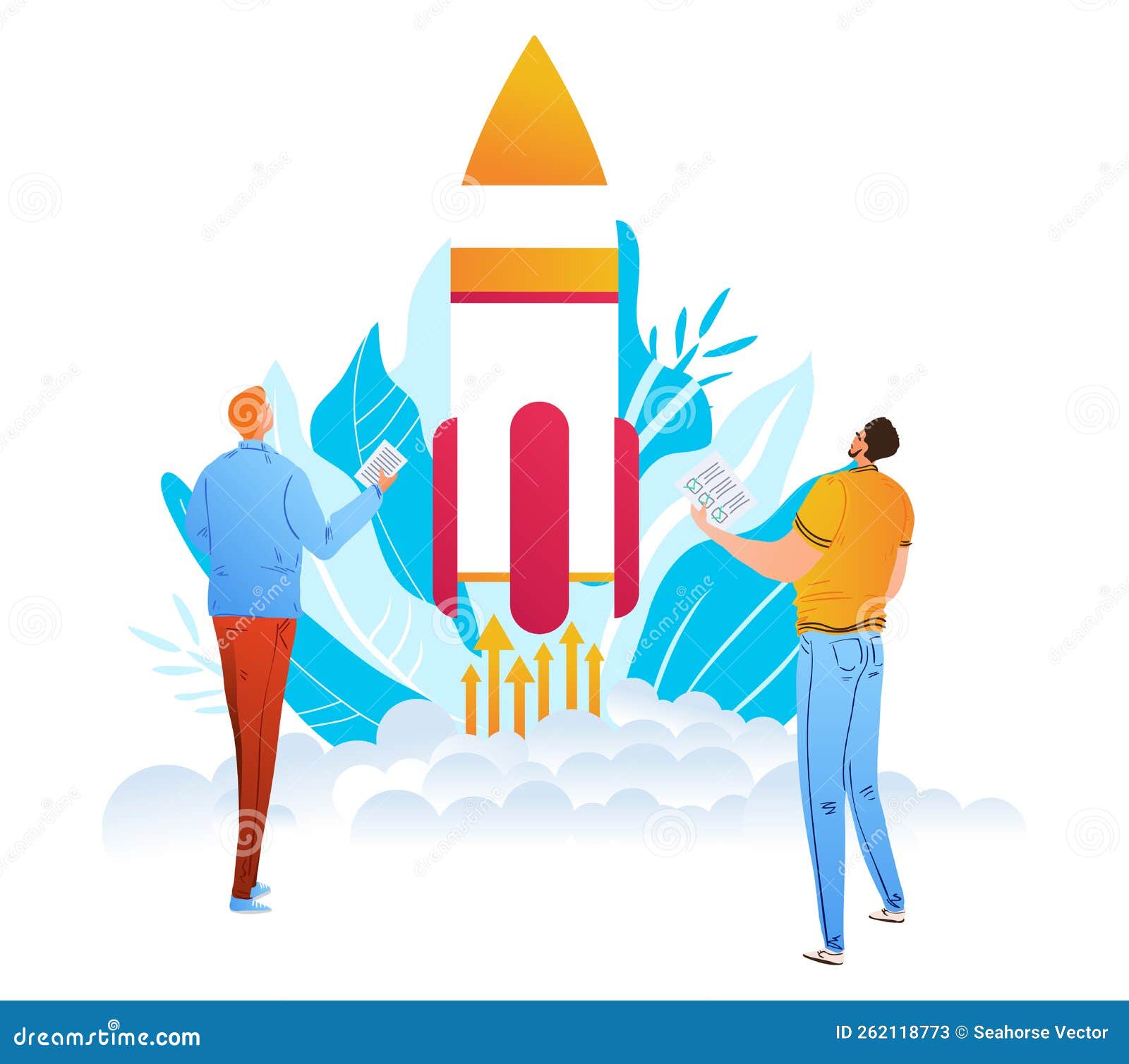 Startup Launching Process Infographic Technology Character Male ...