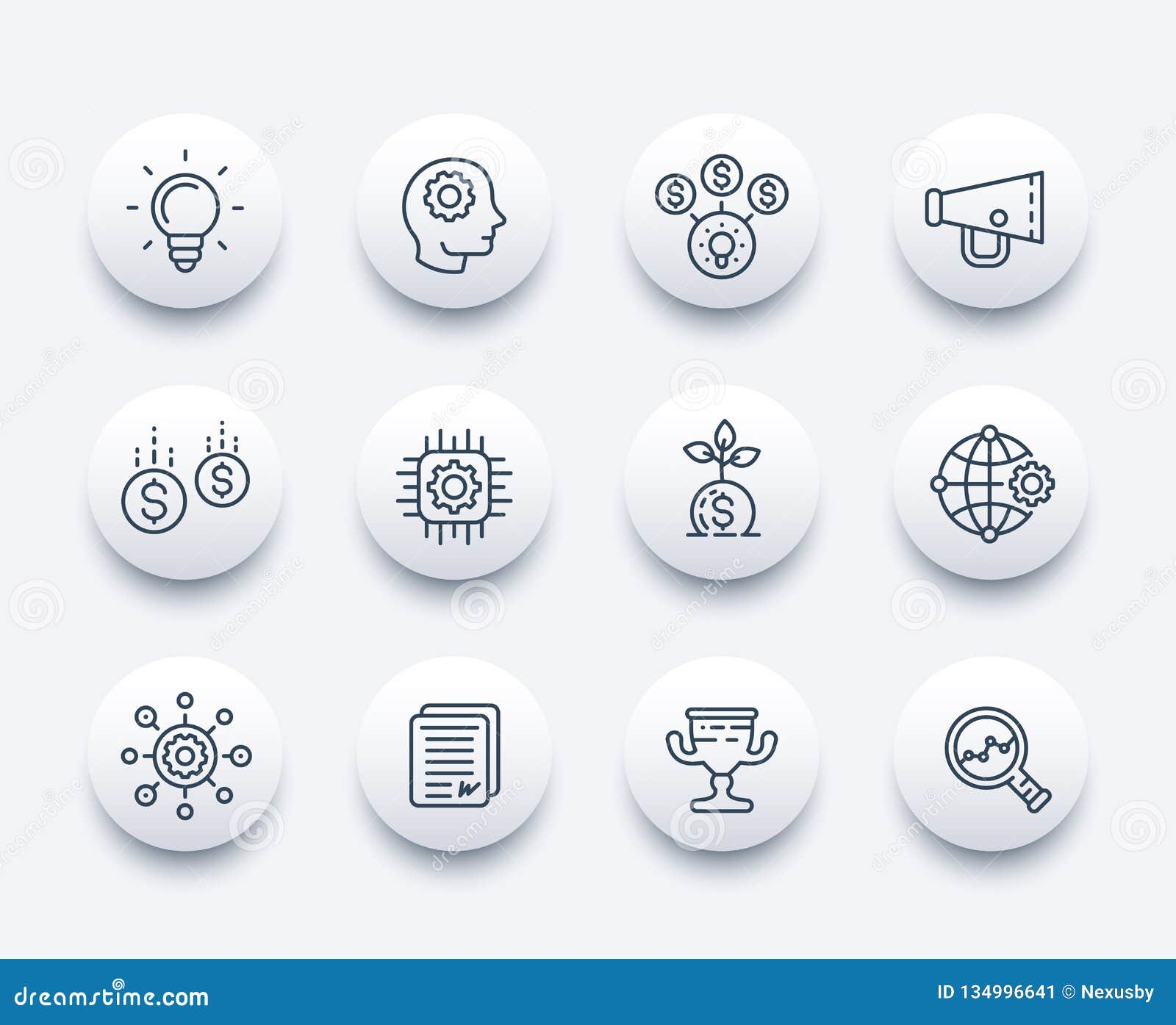 Startup line icons set stock vector. Illustration of funding - 134996641