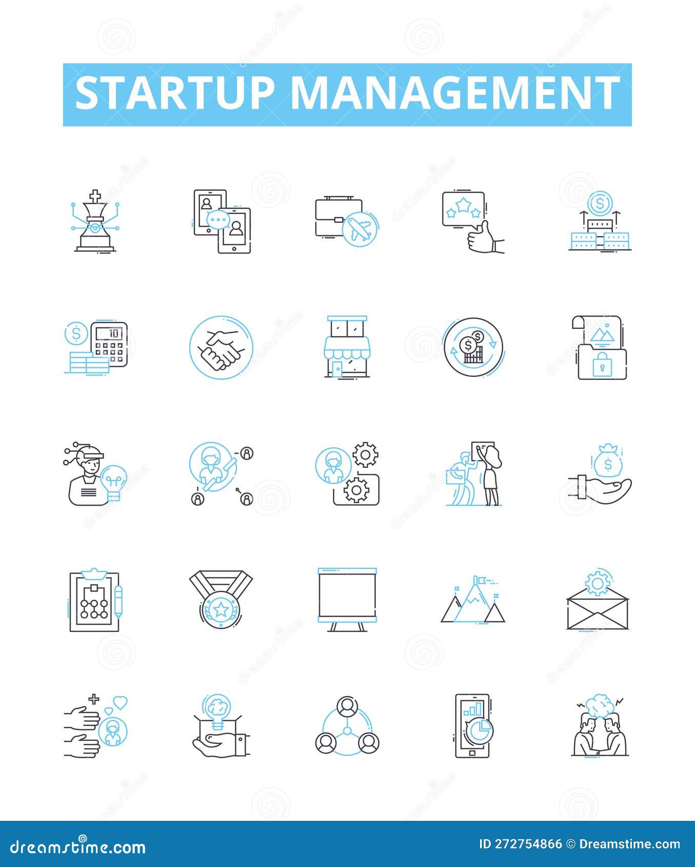 Startup Management Vector Line Icons Set. Incubation, Capitalization ...